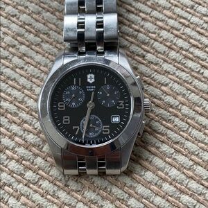 Accessories | Swiss Army Silver And Black Stainless Steel Watch | Poshmark